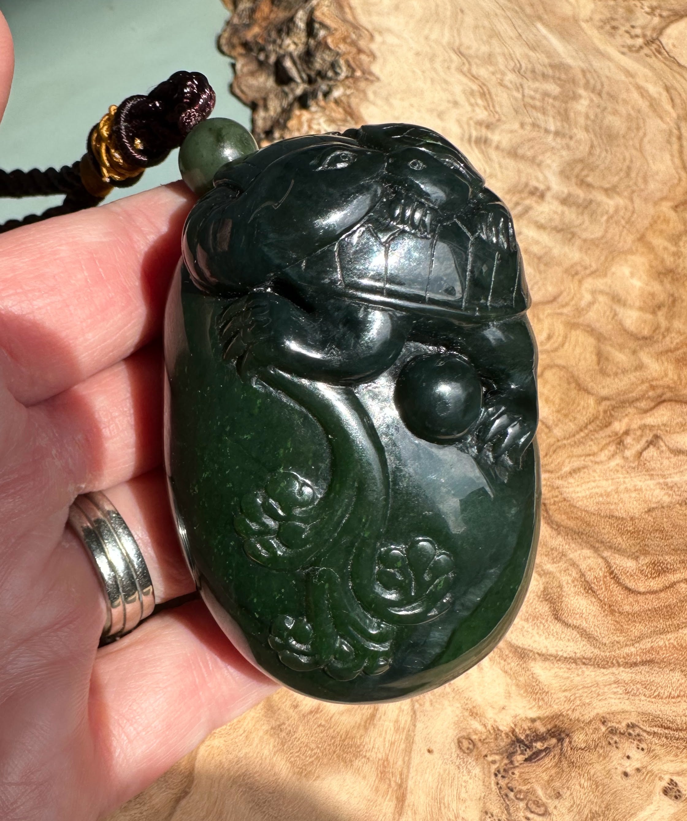 Canadian Jade Turtle Hand Held Pendant - 2.6"* – Jade Mine